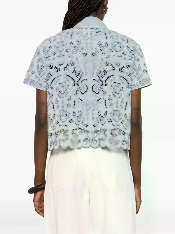 Alice + Olivia Floral Lace Button Shirt - Blue