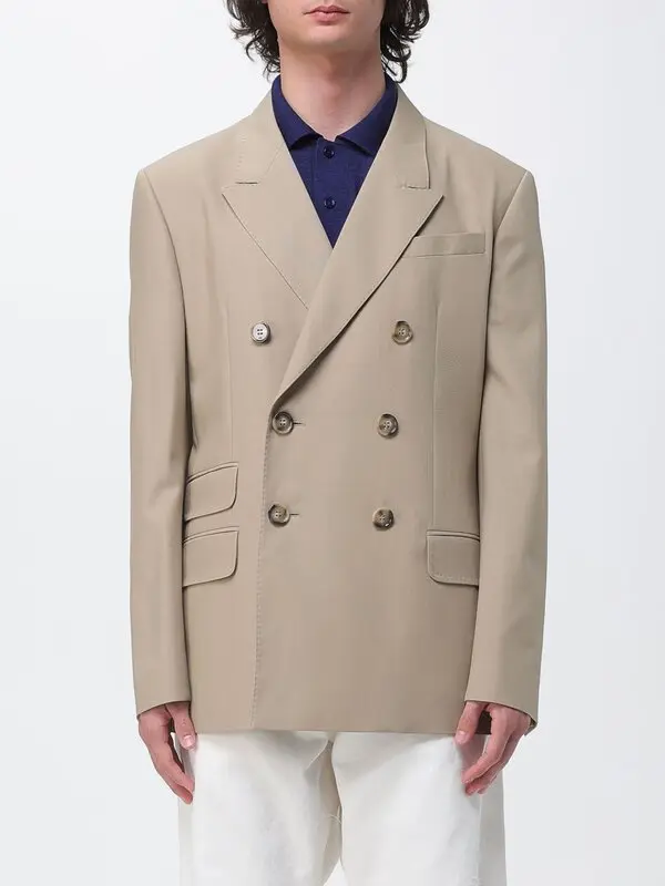 AMI Paris Double-breasted Virgin Wool Blazer - Beige