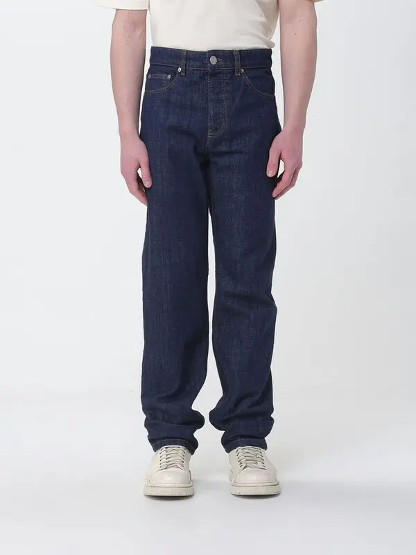AMI Paris Cotton Denim Straight Jeans - Blue