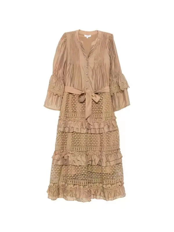 PAPER LACE Lace Ruffled Midi Dress
