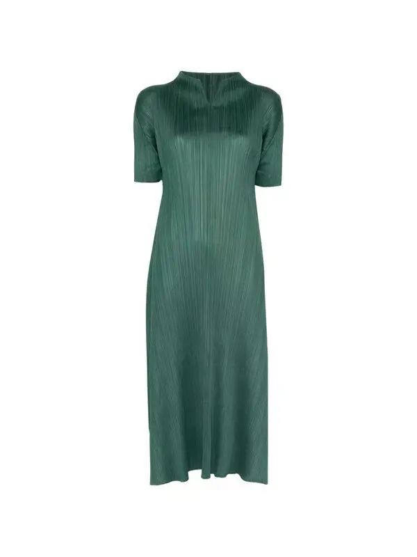 Issey Miyake Midi Dress With Short Sleeves - Green