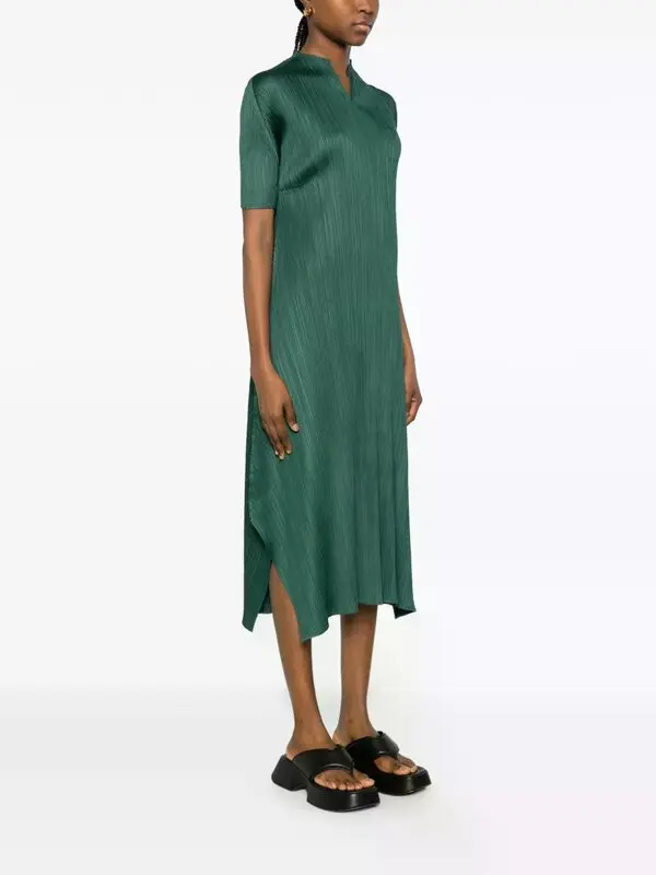 Issey Miyake Midi Dress With Short Sleeves - Green