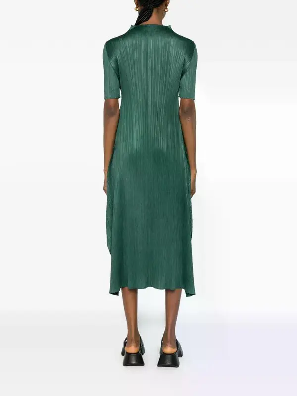 Issey Miyake Midi Dress With Short Sleeves - Green