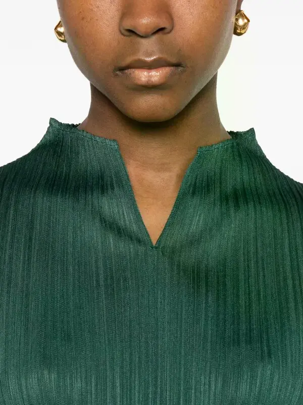 Issey Miyake Midi Dress With Short Sleeves - Green