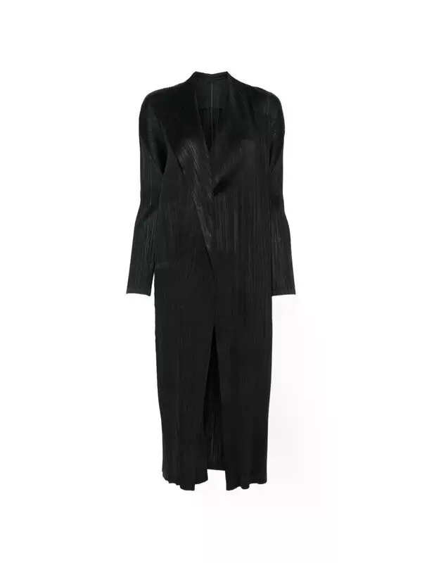Issey Miyake Facade Pleated Coat - Black