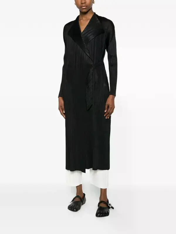 Issey Miyake Facade Pleated Coat - Black