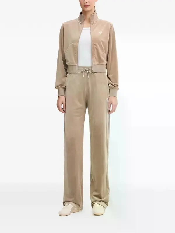Guess Embellished-logo Track Pants - Neutrals