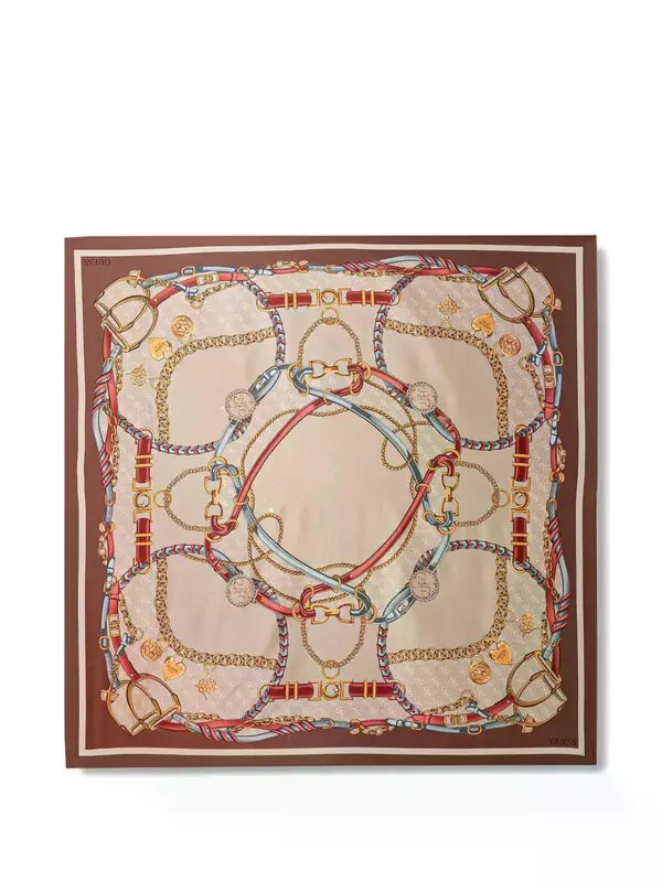 Guess Kefiah 4g Chain-print Scarf - Neutrals