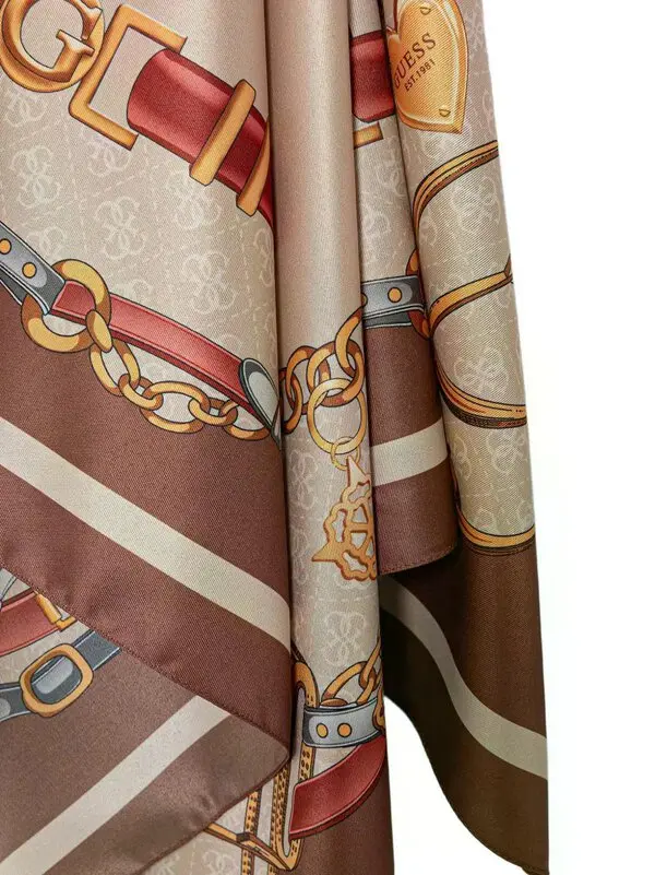 Guess Kefiah 4g Chain-print Scarf - Neutrals