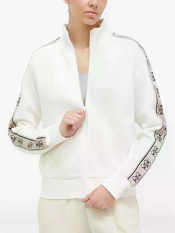 Guess Logo Tape Zip Sweatshirt - Neutrals
