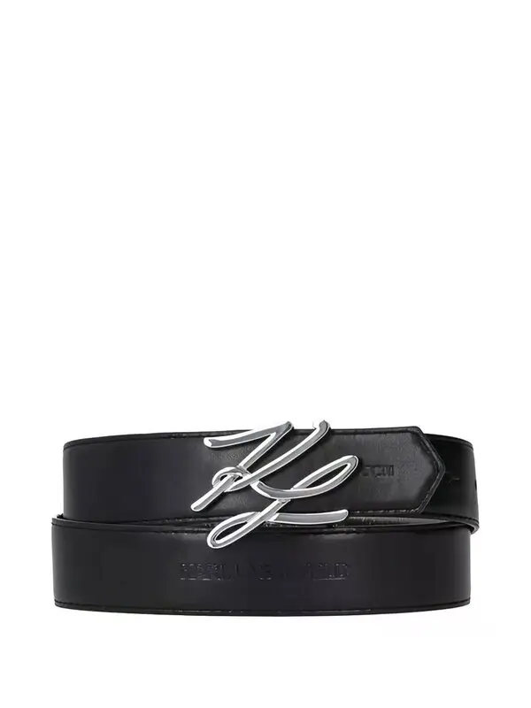 Karl Lagerfeld Reversible Leather Belt With Logo Detail - Black