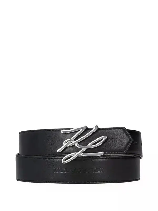 Karl Lagerfeld Reversible Leather Belt With Logo Detail - Black
