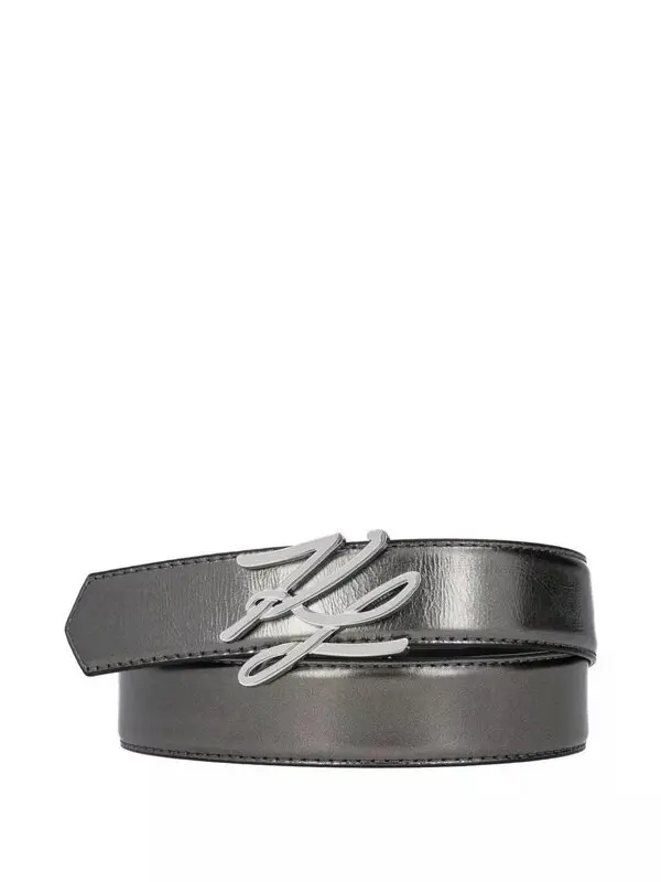Karl Lagerfeld Reversible Leather Belt With Logo Detail - Black