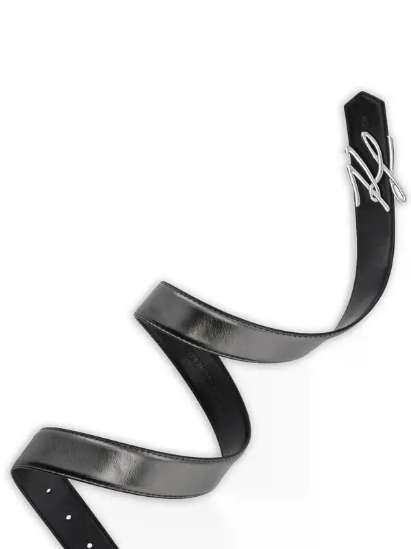 Karl Lagerfeld Reversible Leather Belt With Logo Detail - Black