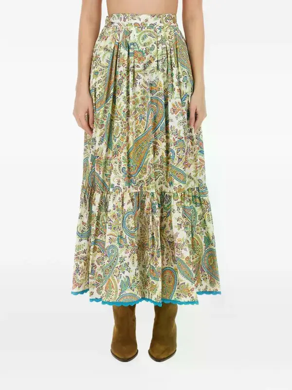 Etro Paisley Tiered Maxi Skirt - Green