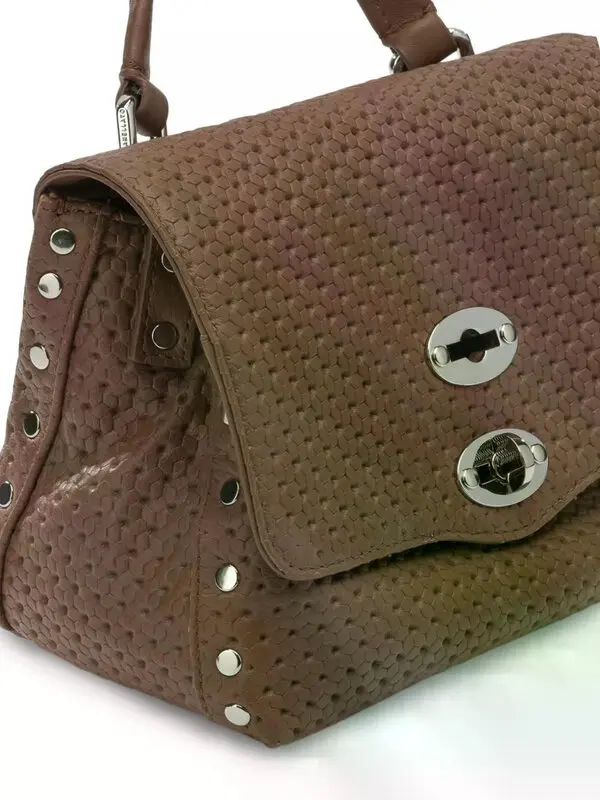 ZANELLATO Small Postina Woven Stud Leather Tote - Brown