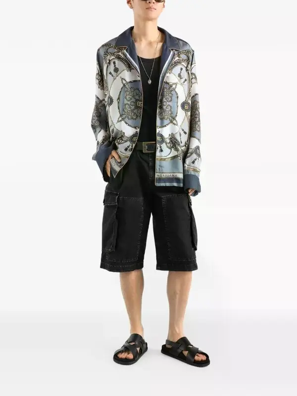 Dolce & Gabbana Cargo-print Silk Twill Shirt - Blue