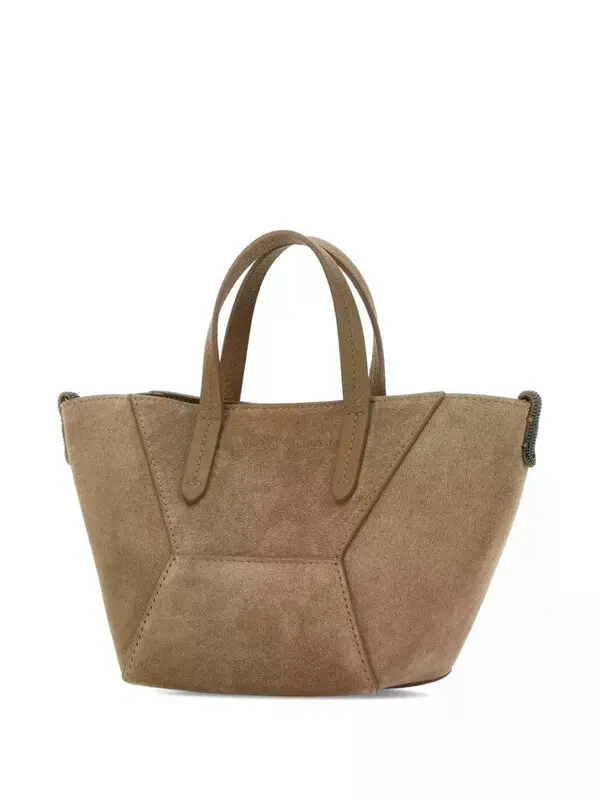 Brunello Cucinelli Bc Duo Logo-embossed Mini Tote - Neutrals