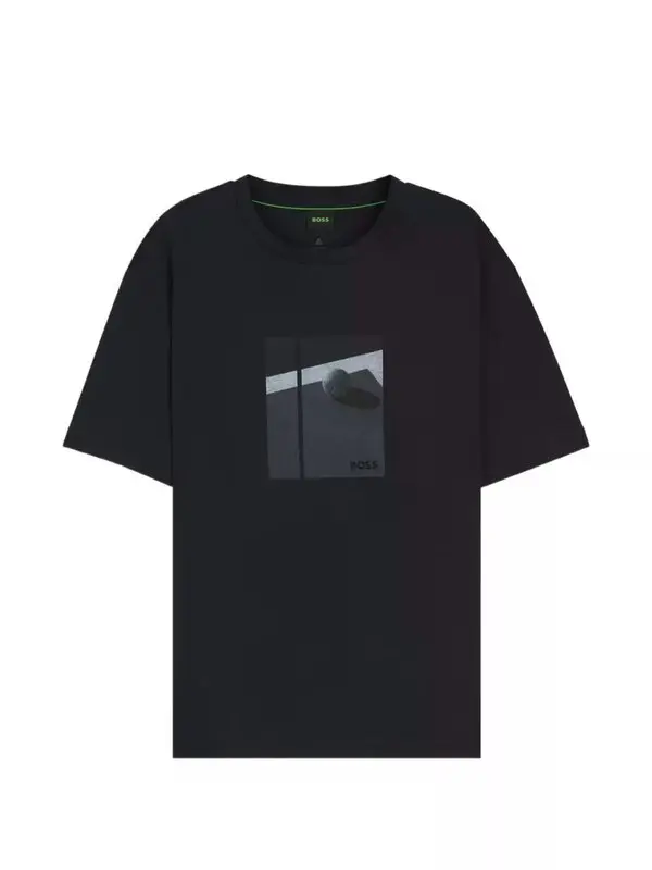 BOSS Tennis-artwork T-shirt In Pima Cotton - Blue