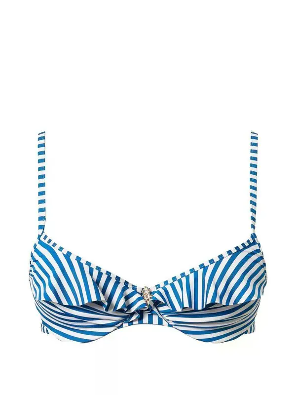 TWINSET Striped Knitted Bikini Top - Blue