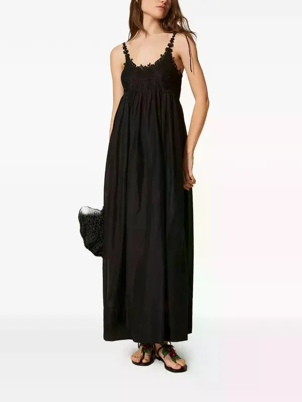 TWINSET Floral Lace Maxi Dress With Adjustable Straps