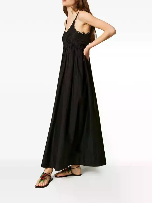 TWINSET Floral Lace Maxi Dress With Adjustable Straps