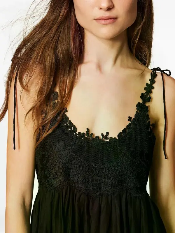 TWINSET Floral Lace Maxi Dress With Adjustable Straps