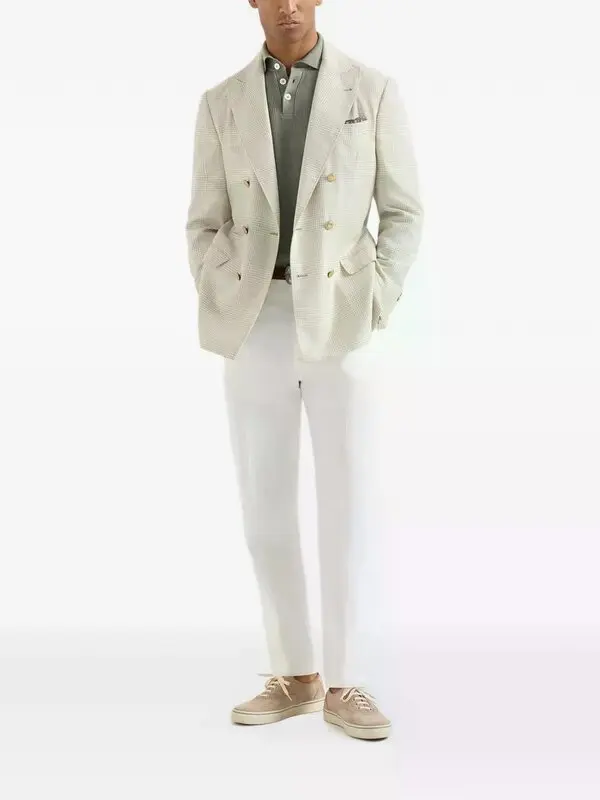 Brunello Cucinelli Cotton English Rib Knit Polo With Long Raglan Sleeves