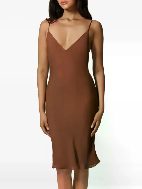 Kiki De Montparnasse V-back Georgette Slip Dress - Brown