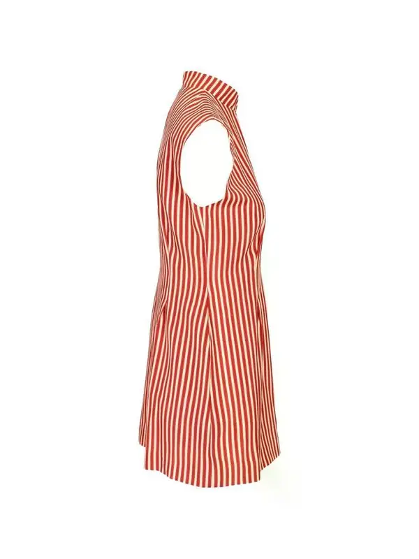 HUI HUI Striped Mandarin-collar Top