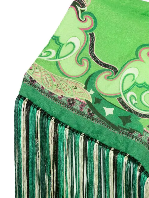Etro Silk Scarf With Fringing And Floral Motif