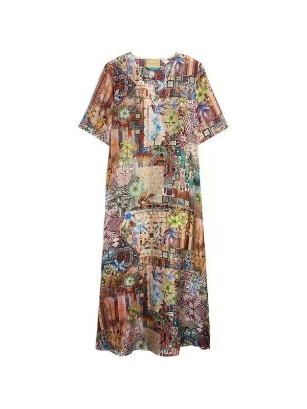 Momoni Printed V-neck Dress