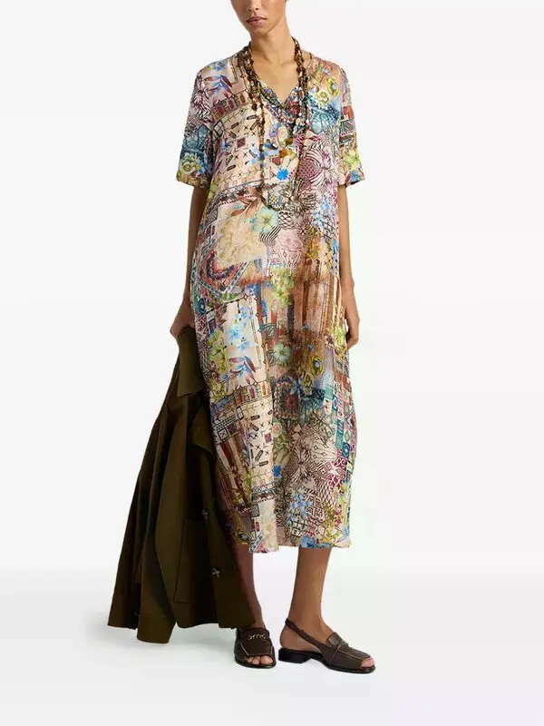 Momoni Printed V-neck Dress