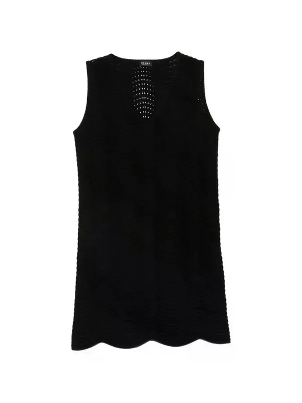 NEERA V-neck Textured Mini Dress - Black