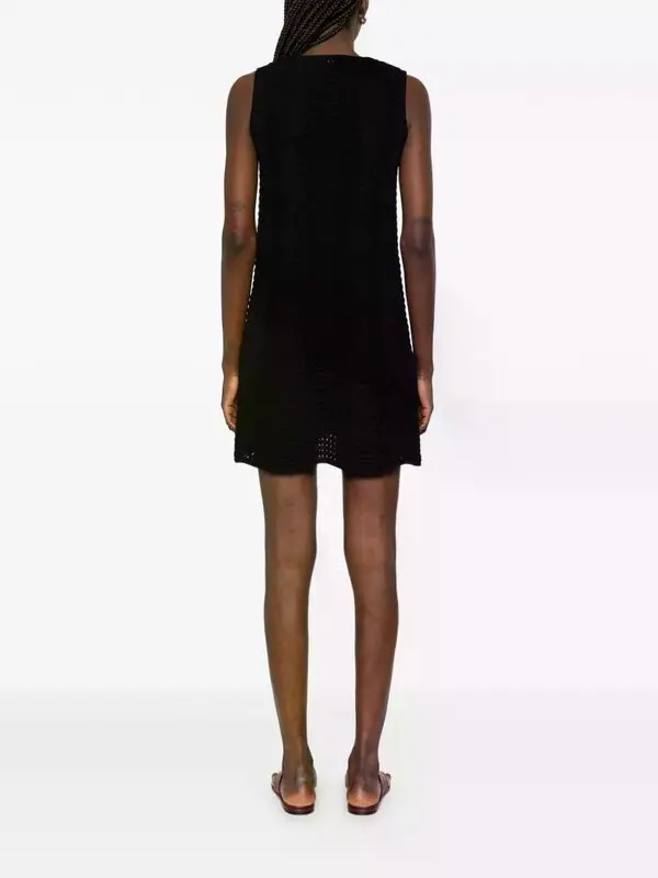 NEERA V-neck Textured Mini Dress - Black
