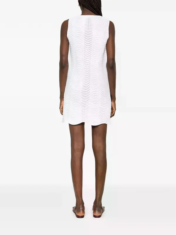 NEERA V-neck Textured Mini Dress - White