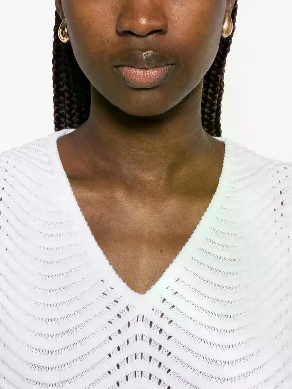 NEERA V-neck Textured Mini Dress - White