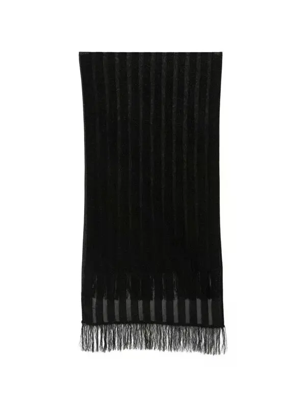 NEERA Striped Fringed Scarf - Black