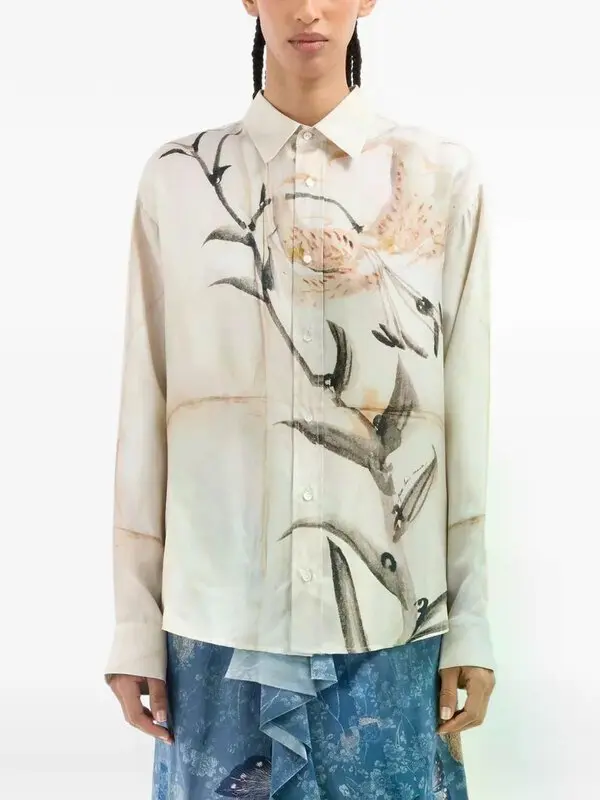PIERRE-LOUIS MASCIA Aloe Long-sleeve Shirt - Neutrals