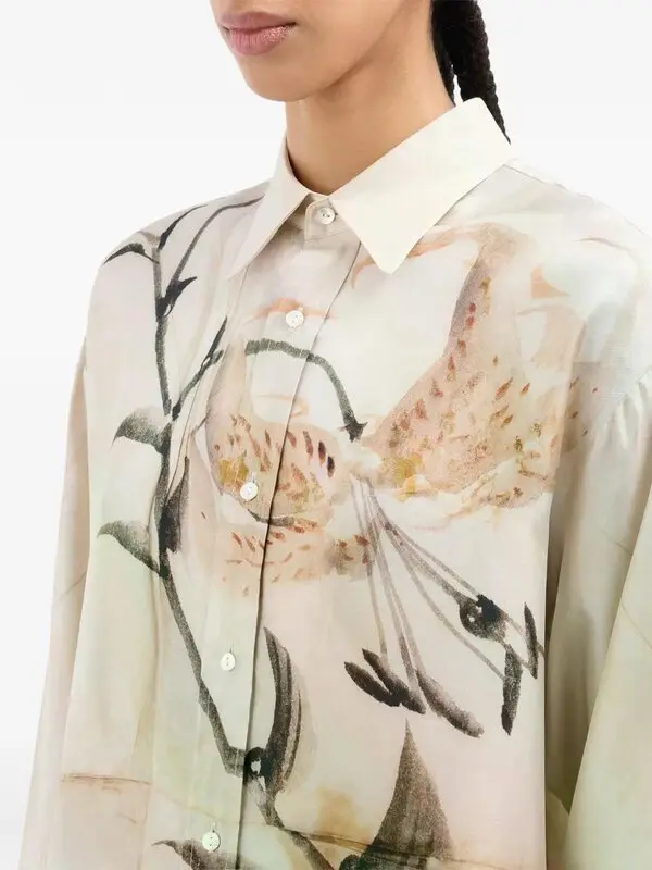 PIERRE-LOUIS MASCIA Aloe Long-sleeve Shirt - Neutrals