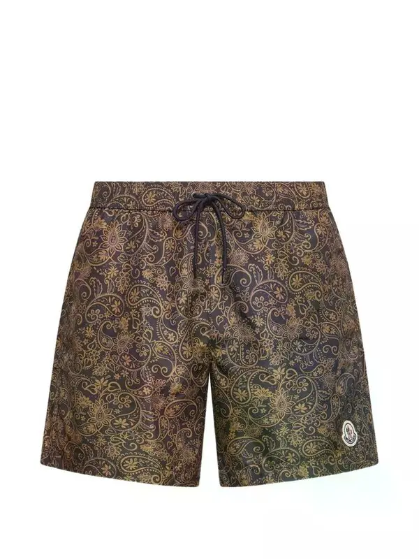 Moncler Paisley Drawstring Swim Shorts - Brown