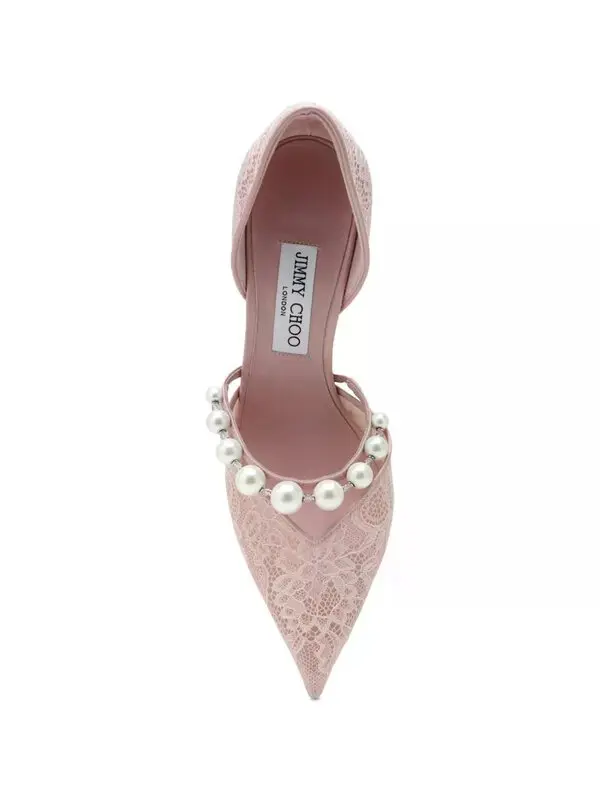 JIMMY CHOO Aurelie Lace-overlay Pumps With Pearl Embellishments
