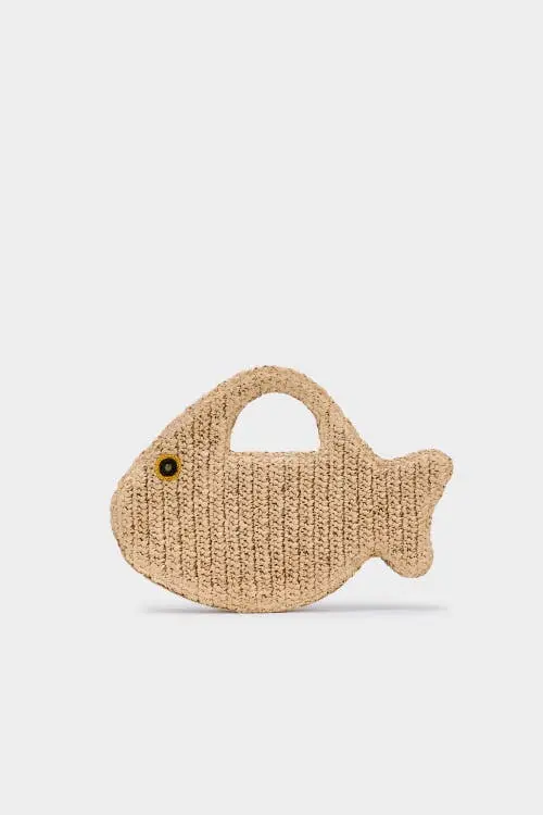 SIMONMILLER Fish Raffia Handbag - Natural