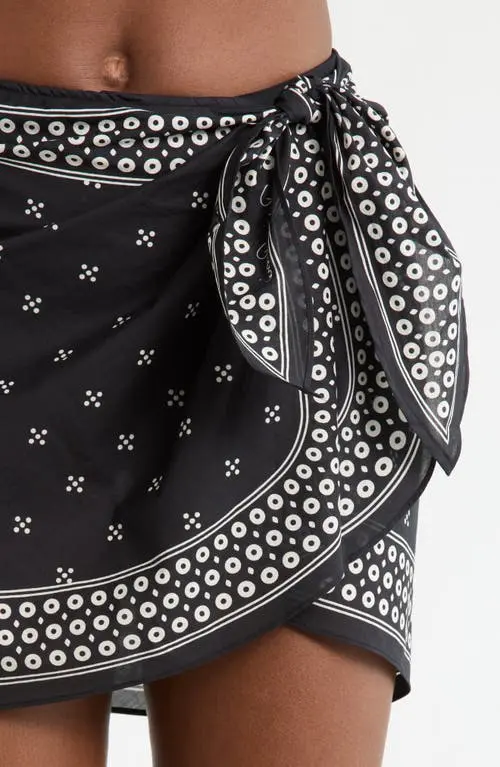 Robin Piccone Juno Print Cotton Cover-up Pareo - Black