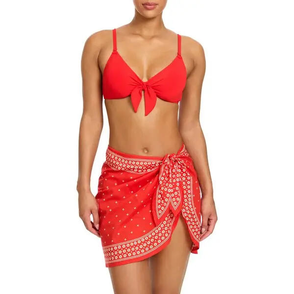 Robin Piccone Juno Print Cotton Cover-up Pareo - Fiery Red