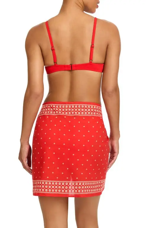 Robin Piccone Juno Print Cotton Cover-up Pareo - Fiery Red