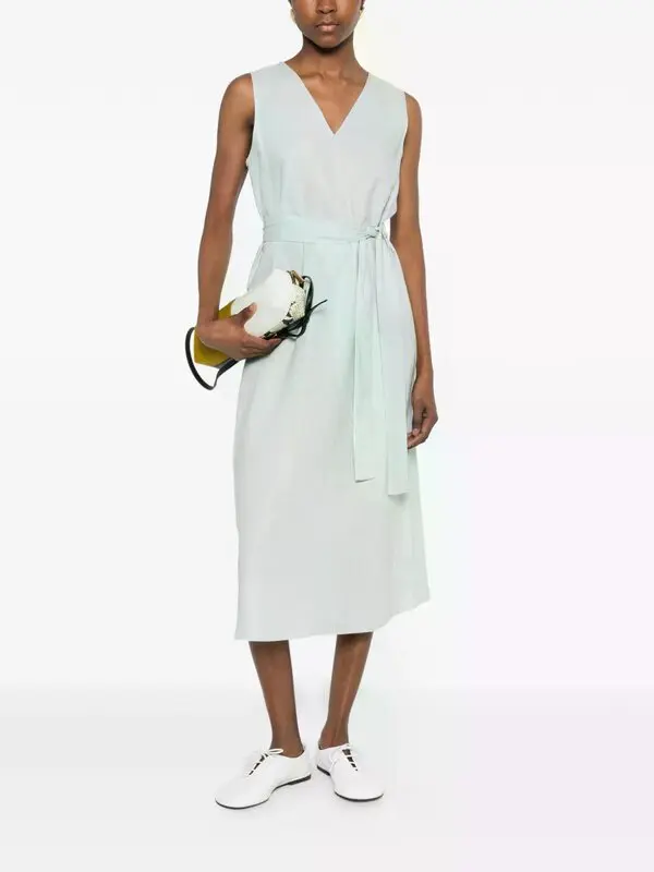 Calvin Klein V-neck Belted Midi Dress - Green