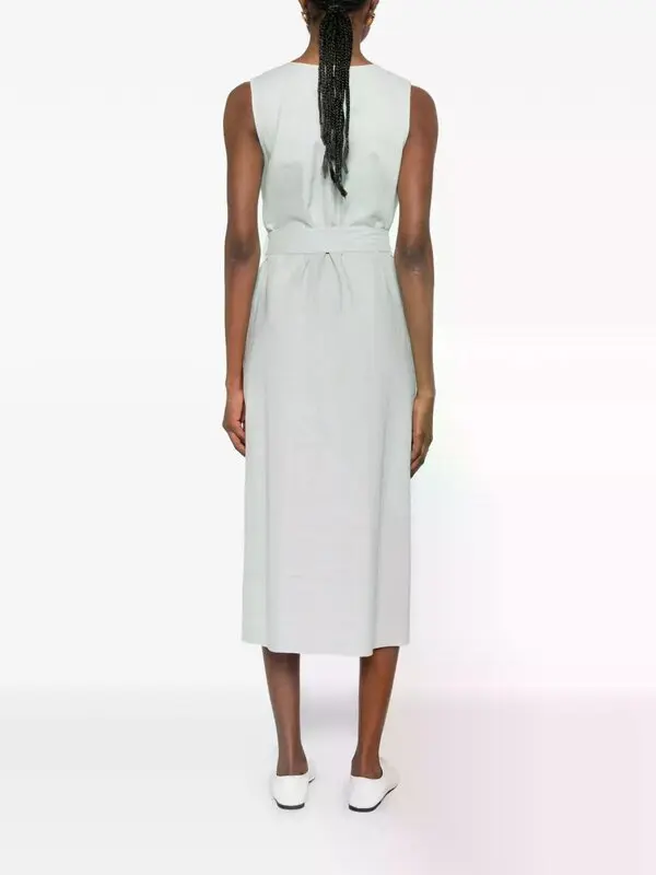 Calvin Klein V-neck Belted Midi Dress - Green