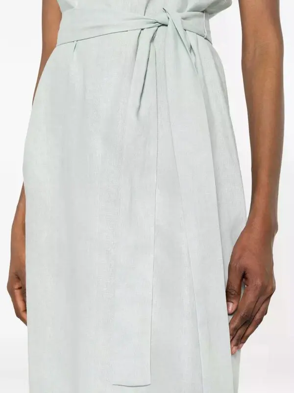 Calvin Klein V-neck Belted Midi Dress - Green