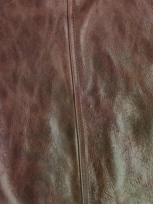 Saint Laurent Belted Leather Midi Skirt - Brown